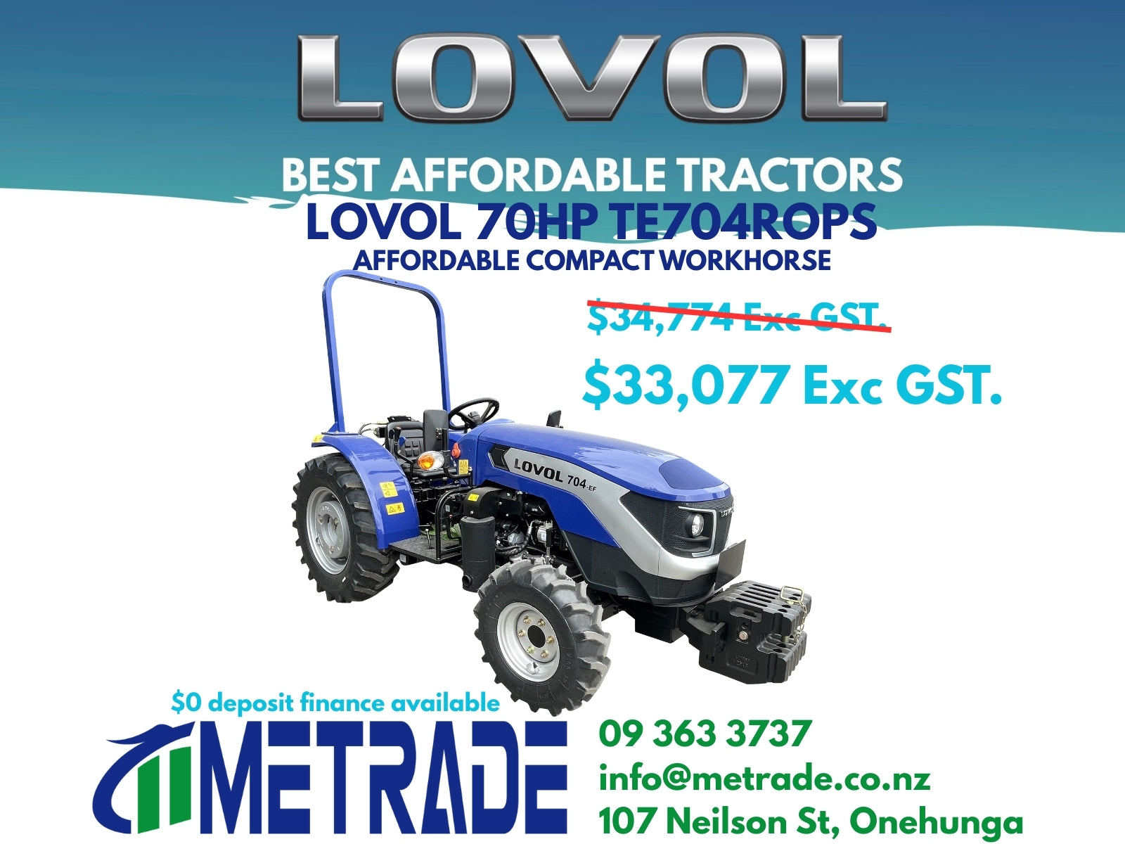 LOVOL 70HP TE704 Compact Orchard Tractor – Metrade Limited